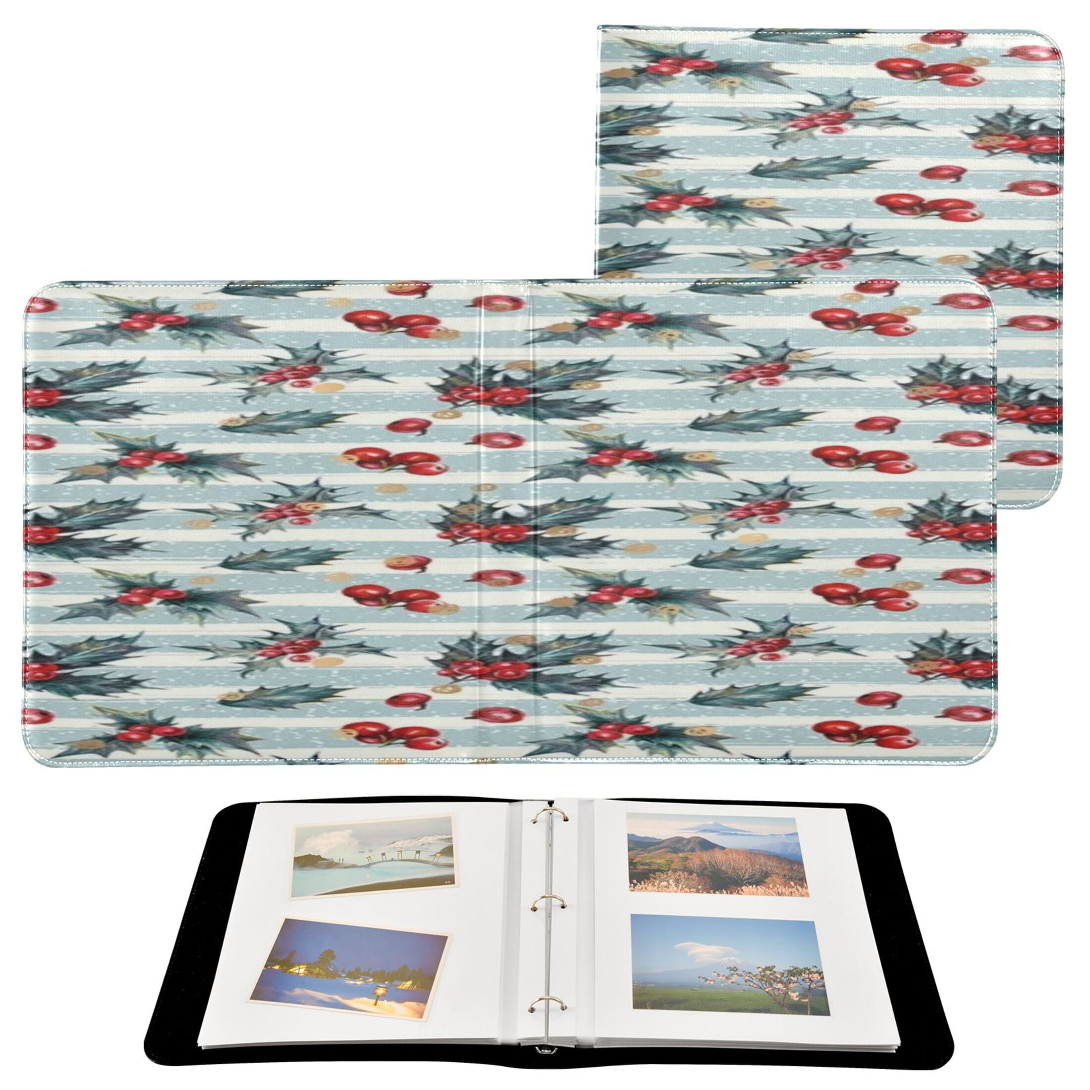 BZSMCE Photo Album Book Scrapbooking Winter Holly Berry Weave Printed ...