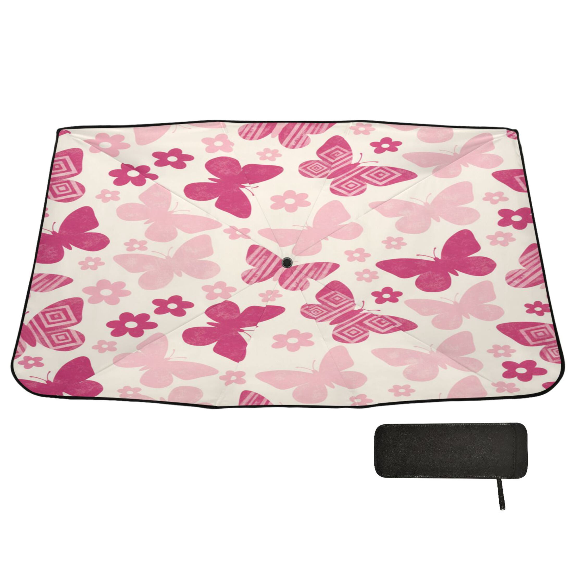 BZSMCE Pink Butterfly Car Windshield Foldable Sunshade Umbrella UV ...