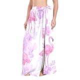 BZSMCE Pink Flamingo Pattern Maxi Cover-Up Skirt, Lightweight Quick-Dry ...