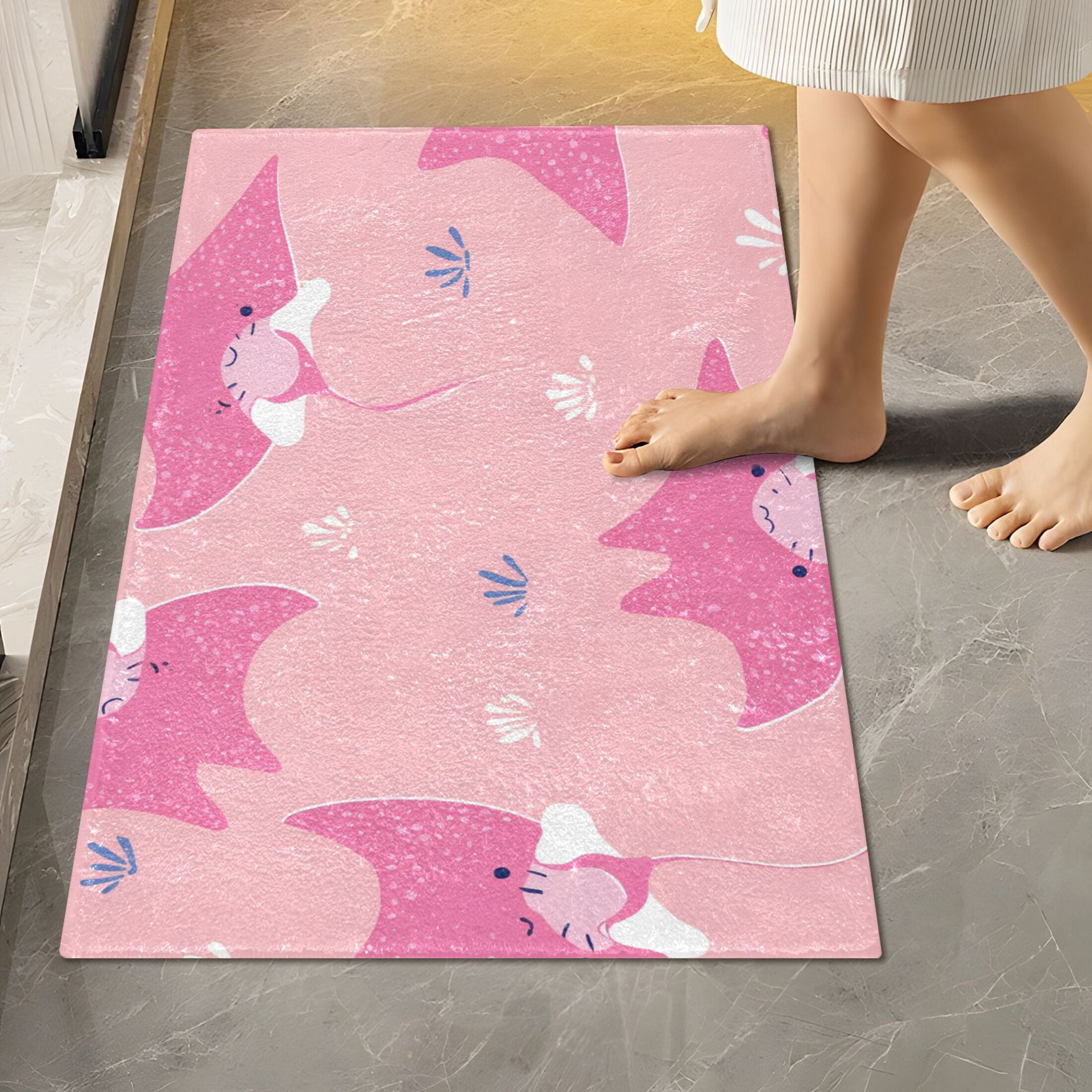 BZSMCE Pink Manta Pattern Pattern 2-Piece Non-Slip Absorbent Bathroom ...