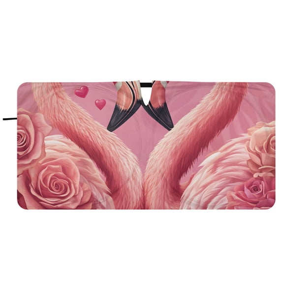 BZSMCE Pink Rose Heart Shaped Two Flaming Shade Foldable UV Protection ...