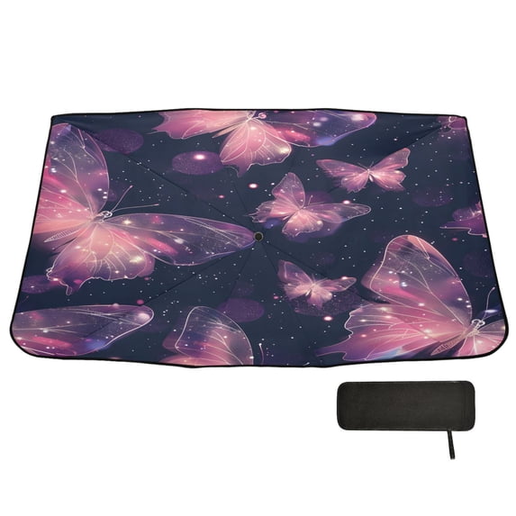 BZSMCE Pink Starry Sky Butterfly Pattern Car Windshield Foldable ...