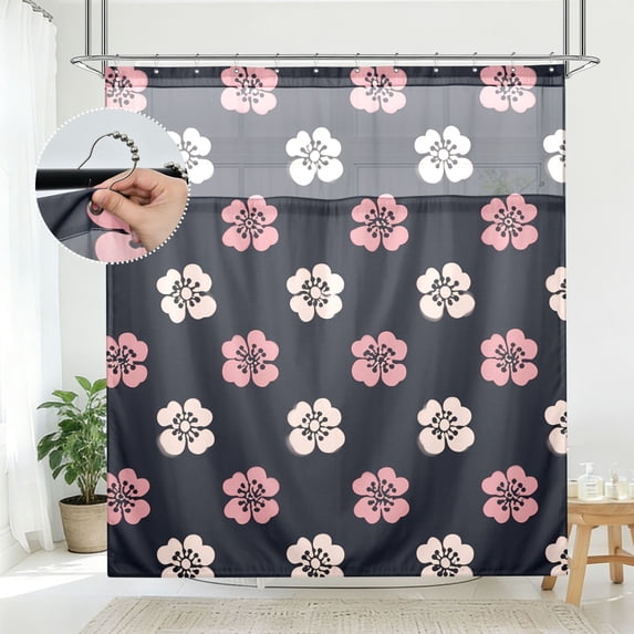BZSMCE Planar Floral Pattern Pattern Bathroom Shower Curtain Set with ...