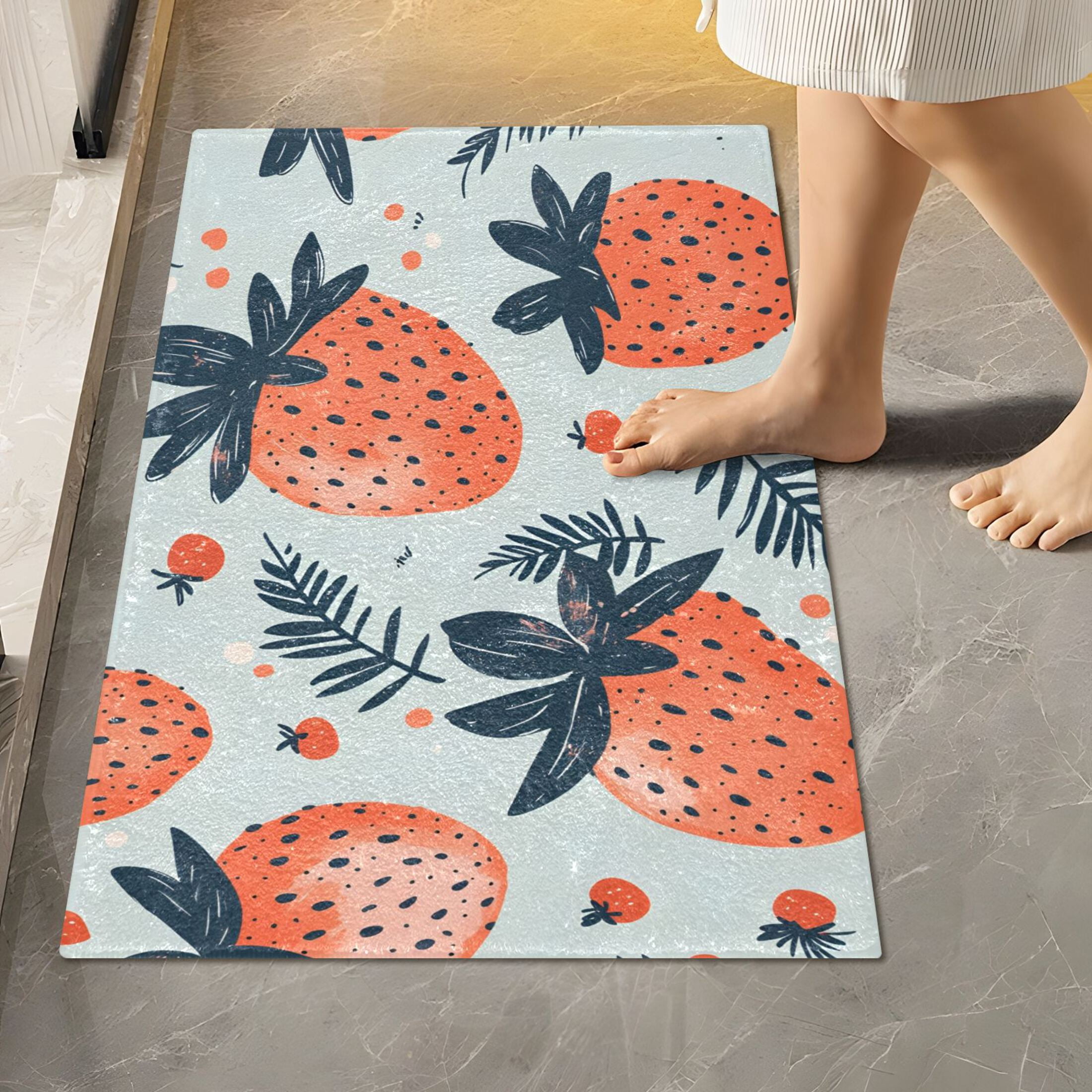 BZSMCE Plant Tile Leaves Strawberry Pattern Pattern 2-Piece Non-Slip ...
