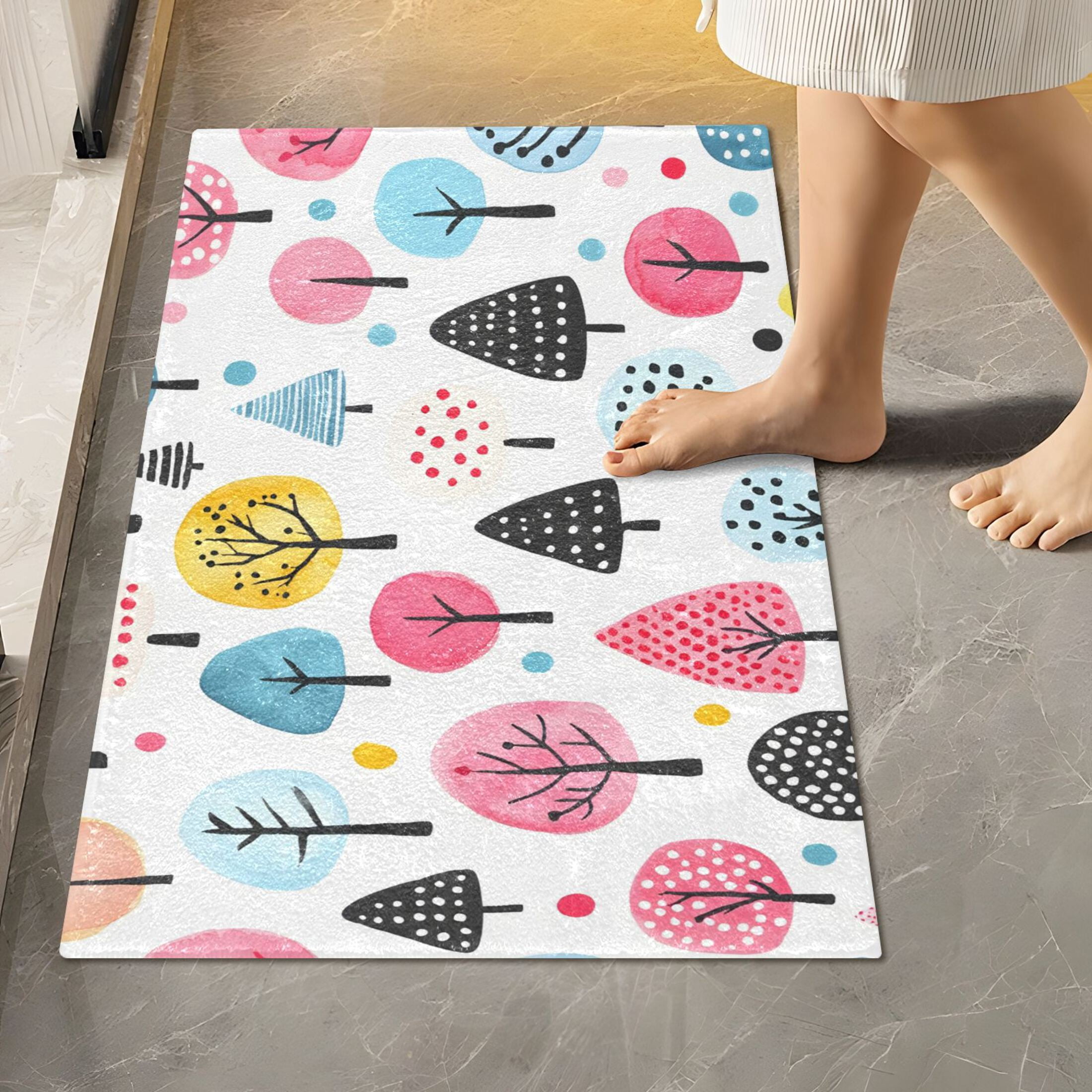 BZSMCE Plant Tree Tile Pattern Pattern 2-Piece Non-Slip Absorbent ...