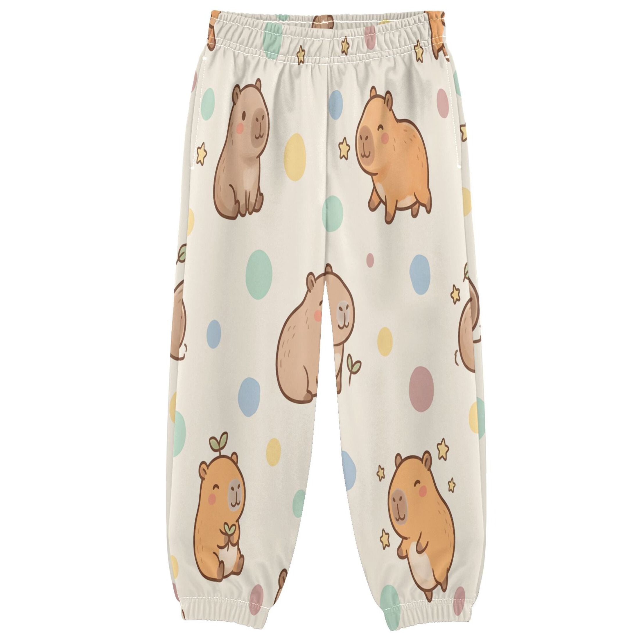 BZSMCE Polka Dot Capybara Pattern Print Elastic Waist Jogger Pants ...