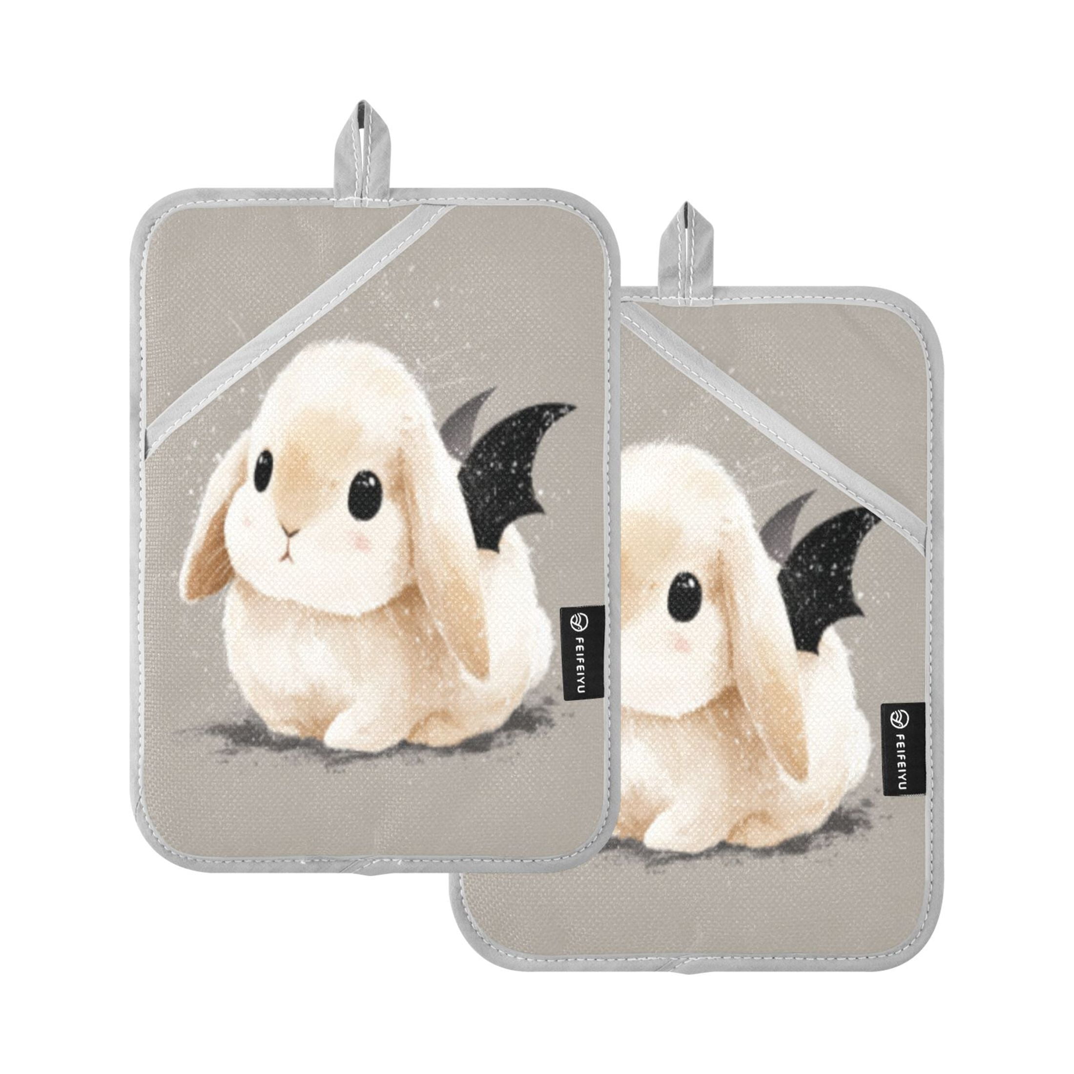 BZSMCE Pot Holder Oven Mitts Cooking Baking Cute Bunny with Bat Wings ...