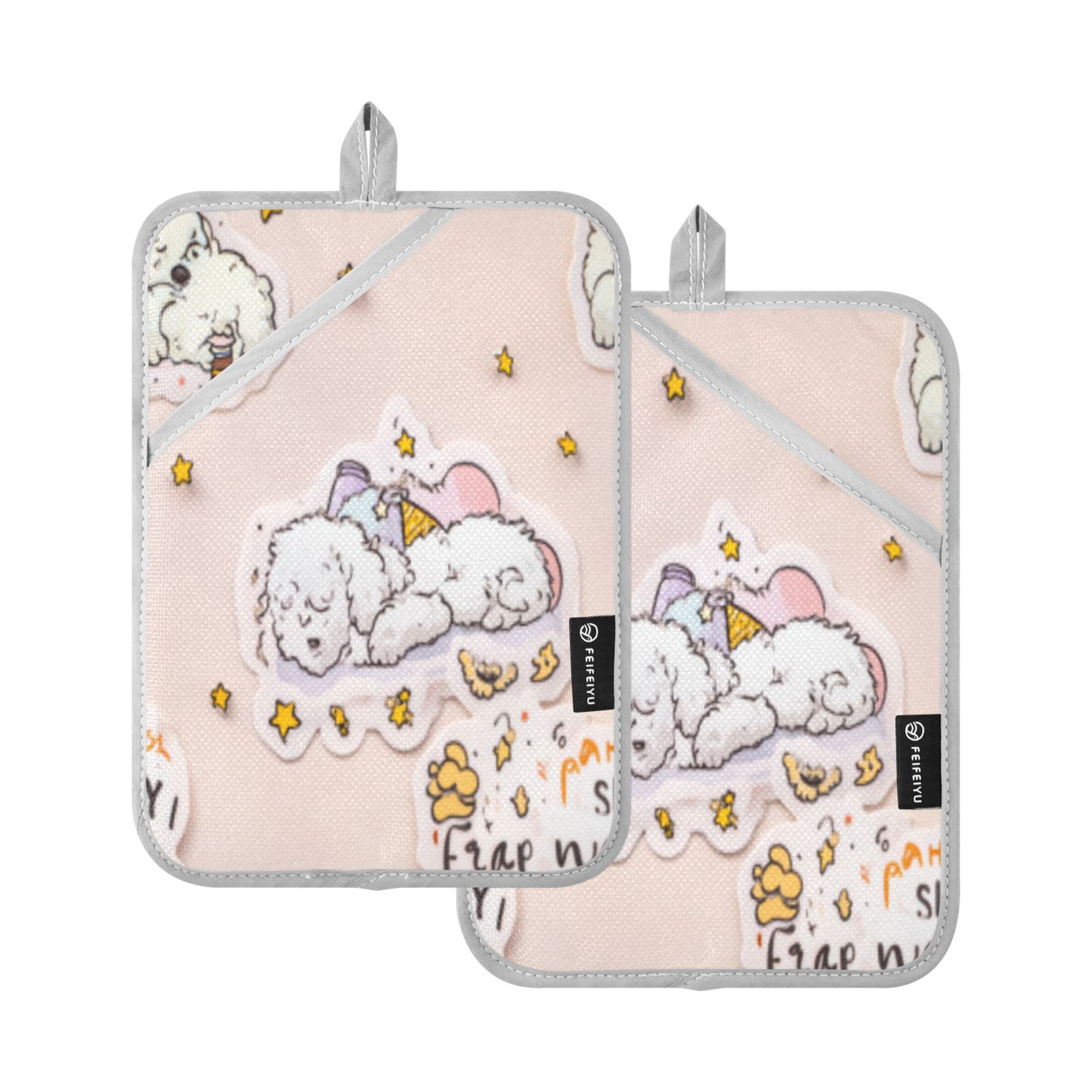 BZSMCE Pot Holder Oven Mitts Cooking Baking Dreamy Poodle Sticker ...