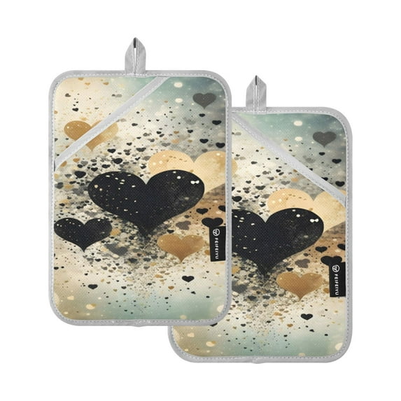 BZSMCE Pot Holder Oven Mitts Cooking Baking Heart Splatter Creative ...