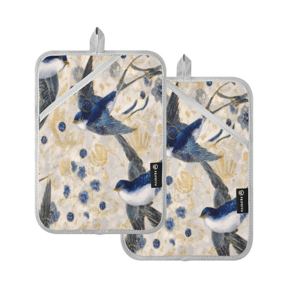 BZSMCE Pot Holder Oven Mitts Cooking Baking Indigo Swallows Creative ...