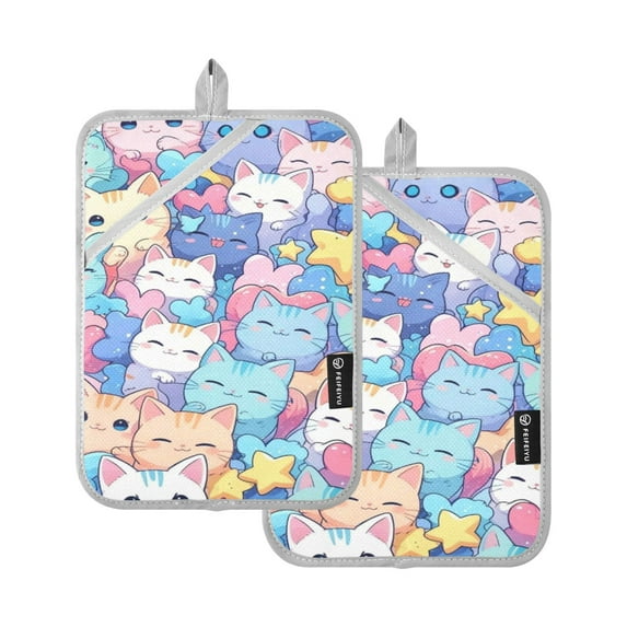 BZSMCE Pot Holder Oven Mitts Cooking Baking Rainbow Cat Colorful Fiesta ...