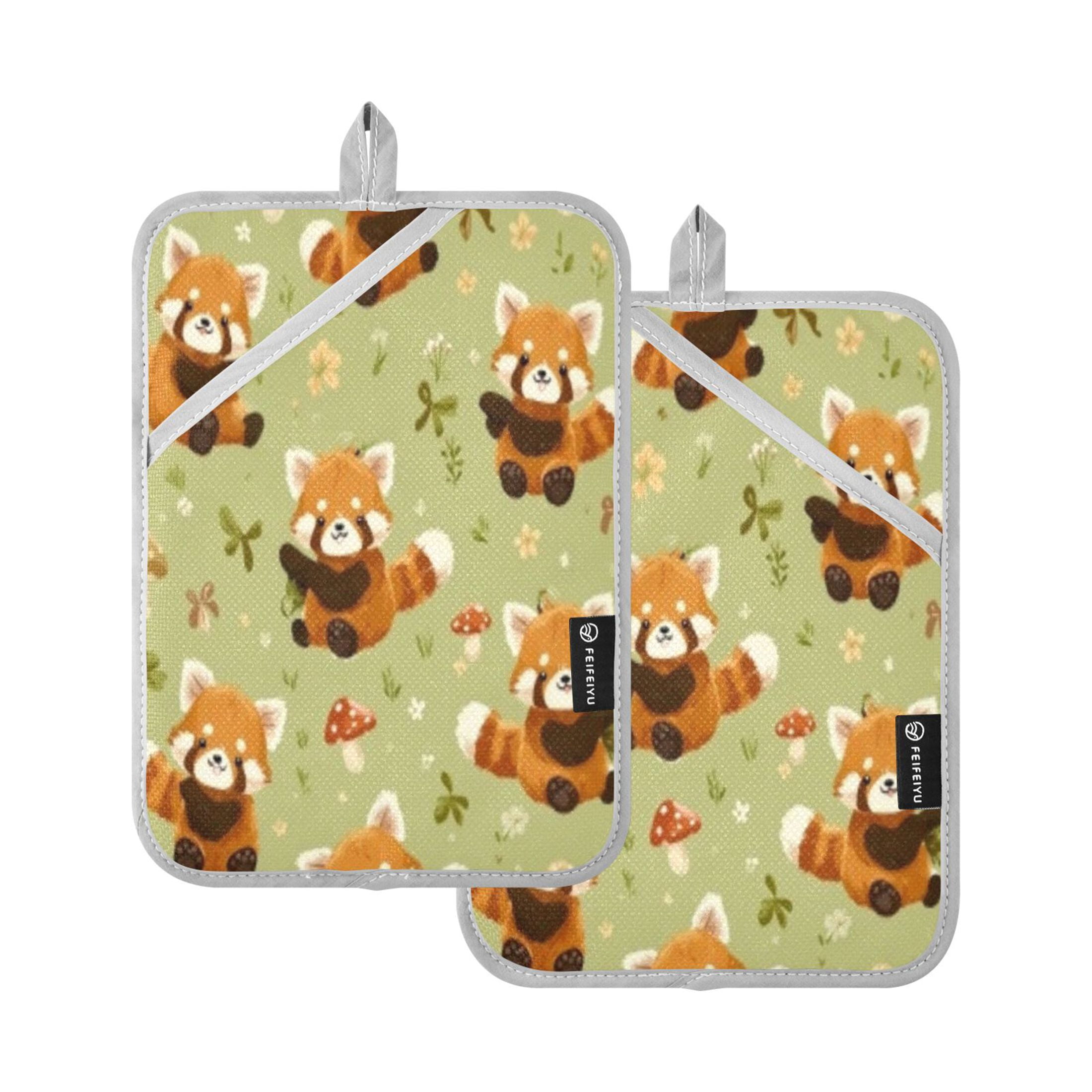 BZSMCE Pot Holder Oven Mitts Cooking Baking Red Pand Creative Pattern ...