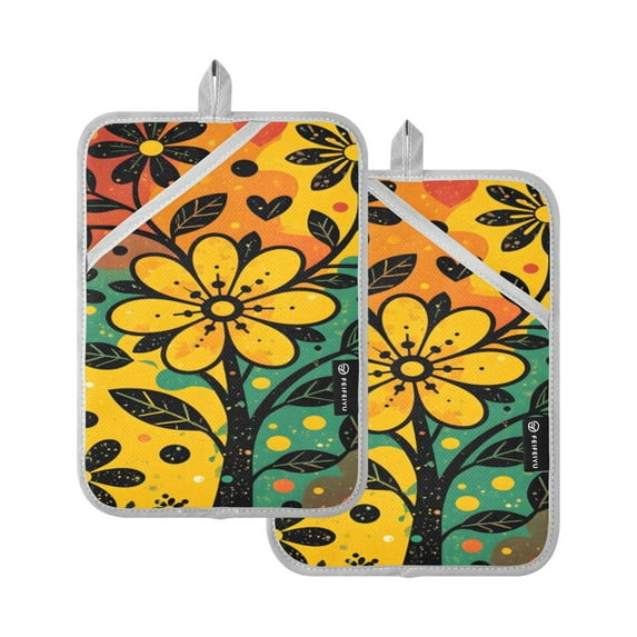 BZSMCE Pot Holder Oven Mitts Cooking Baking Sunny Floral Tree Burst ...