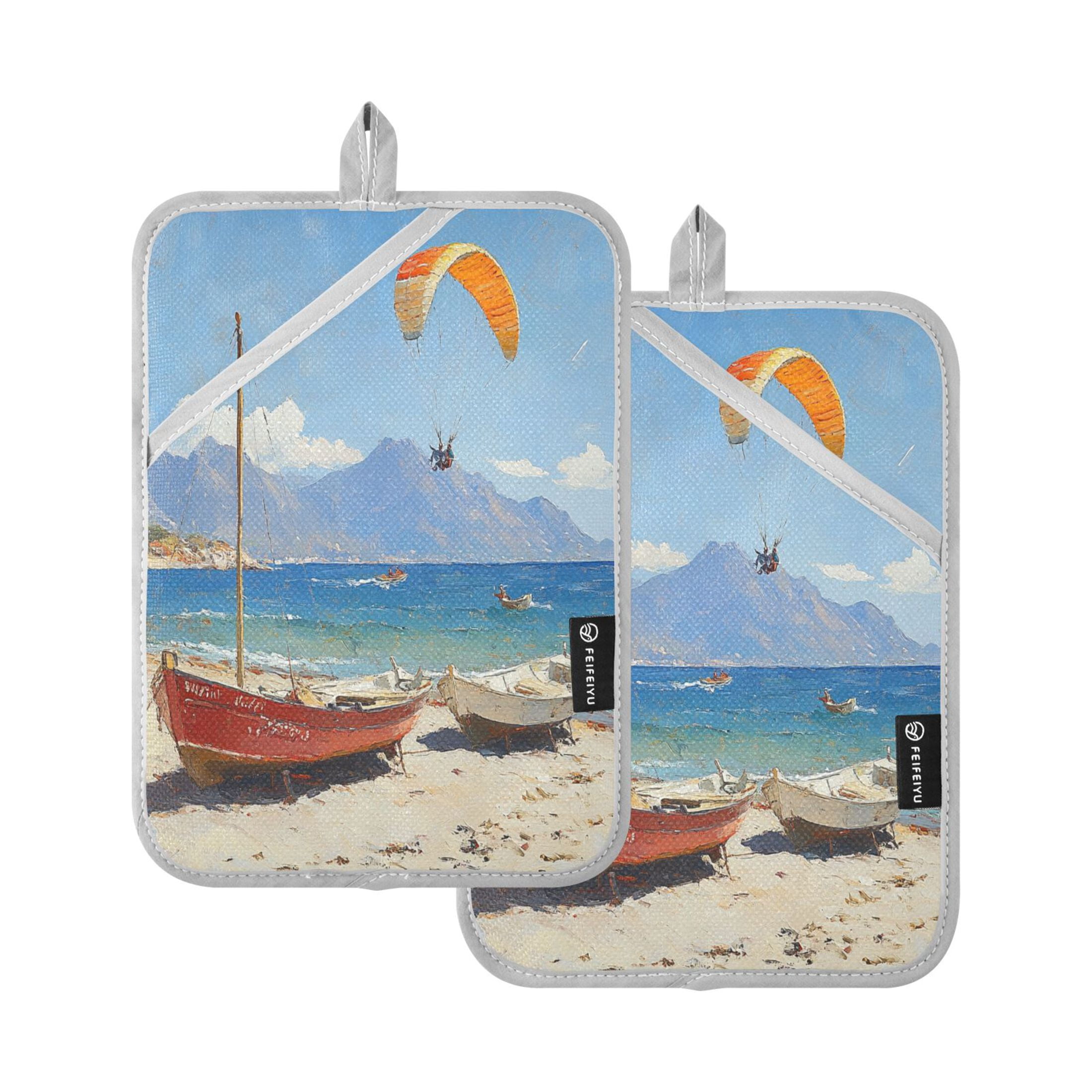 BZSMCE Pot Holder Oven Mitts Cooking baking Fashion Boats Painting ...