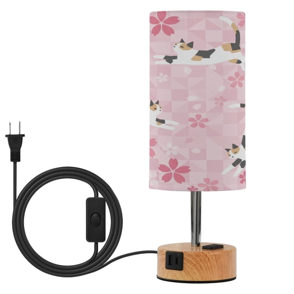 BZSMCE ネコ 猫 猫柄 和風 和柄 桜 ピンク Printed 3 Color Touch Control Table Lamp ...