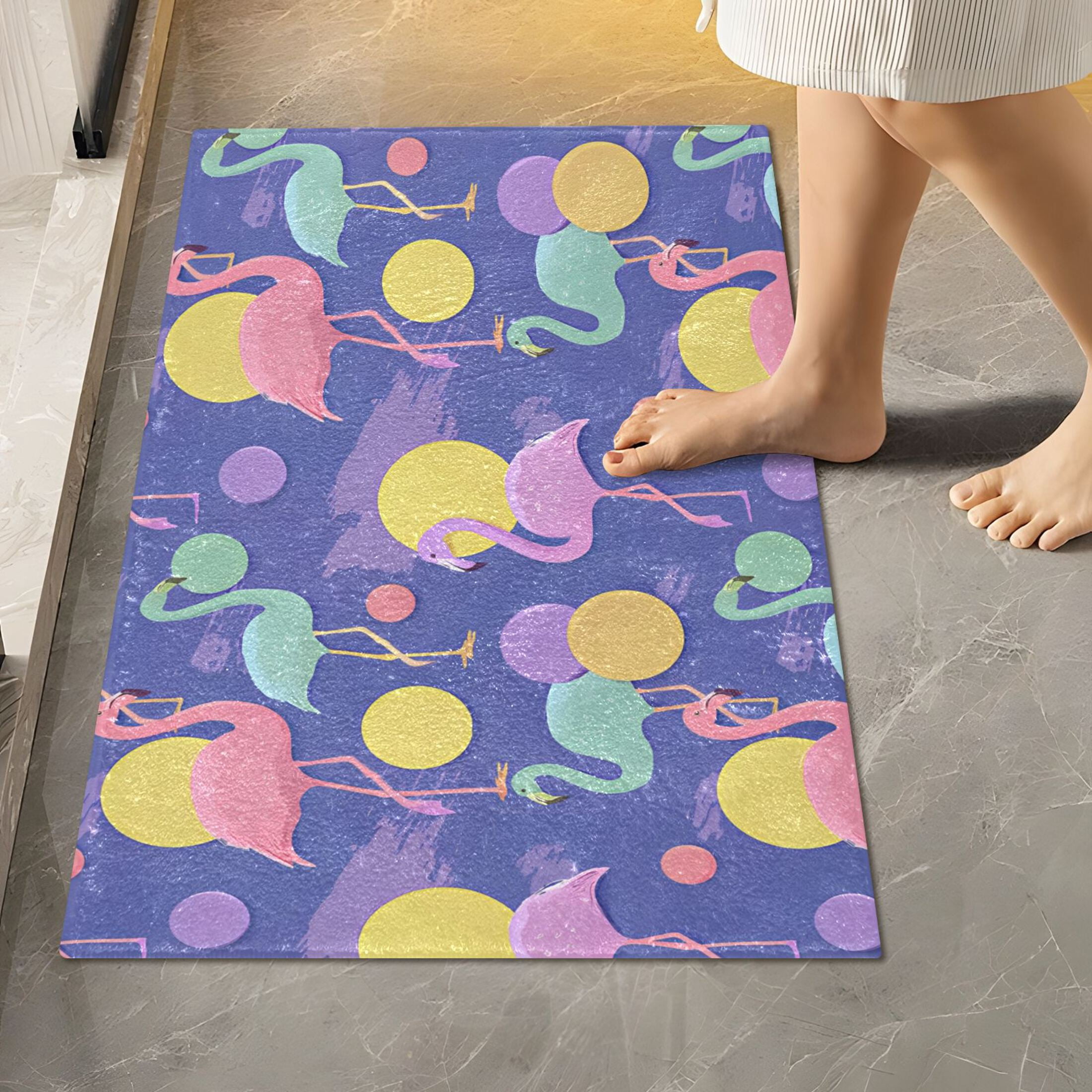 BZSMCE Purple Cartoon Flamingo Pattern Pattern 2-Piece Non-Slip ...