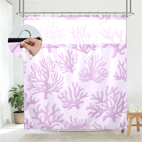 BZSMCE Purple Coral Purple Background Pattern Pattern Bathroom Shower ...