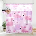 BZSMCE Purple Flamingo Pattern Pattern Bathroom Shower Curtain Set with ...
