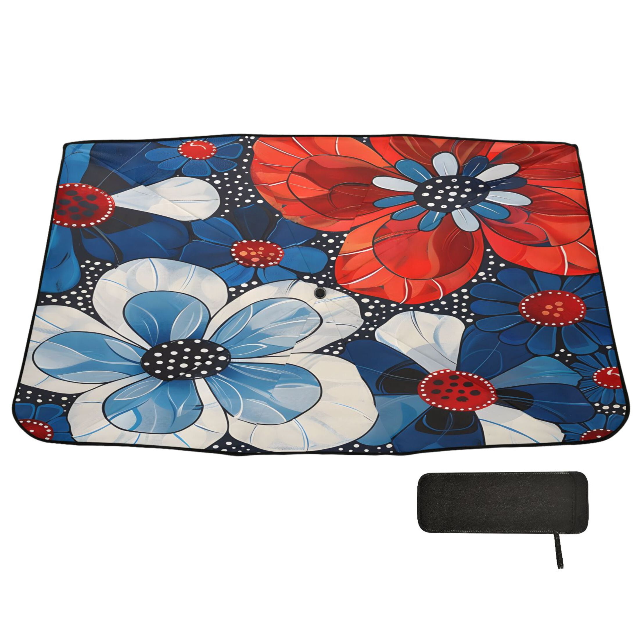 BZSMCE Red White and Vlue Flowers White Dots Car Windshield Foldable ...