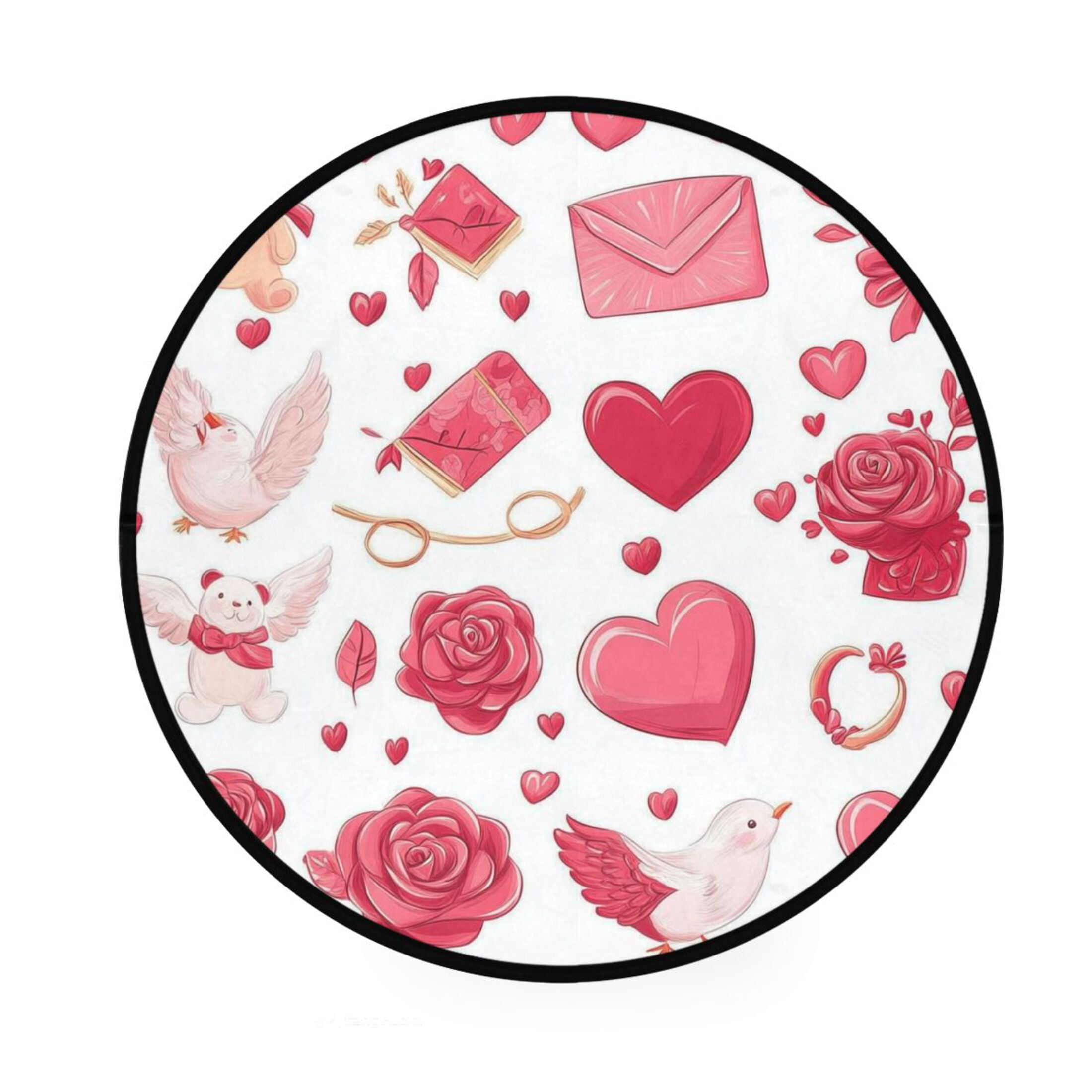 BZSMCE Round Decorative Floor Mat Whimsical Romance Pattern 36.2IN ...