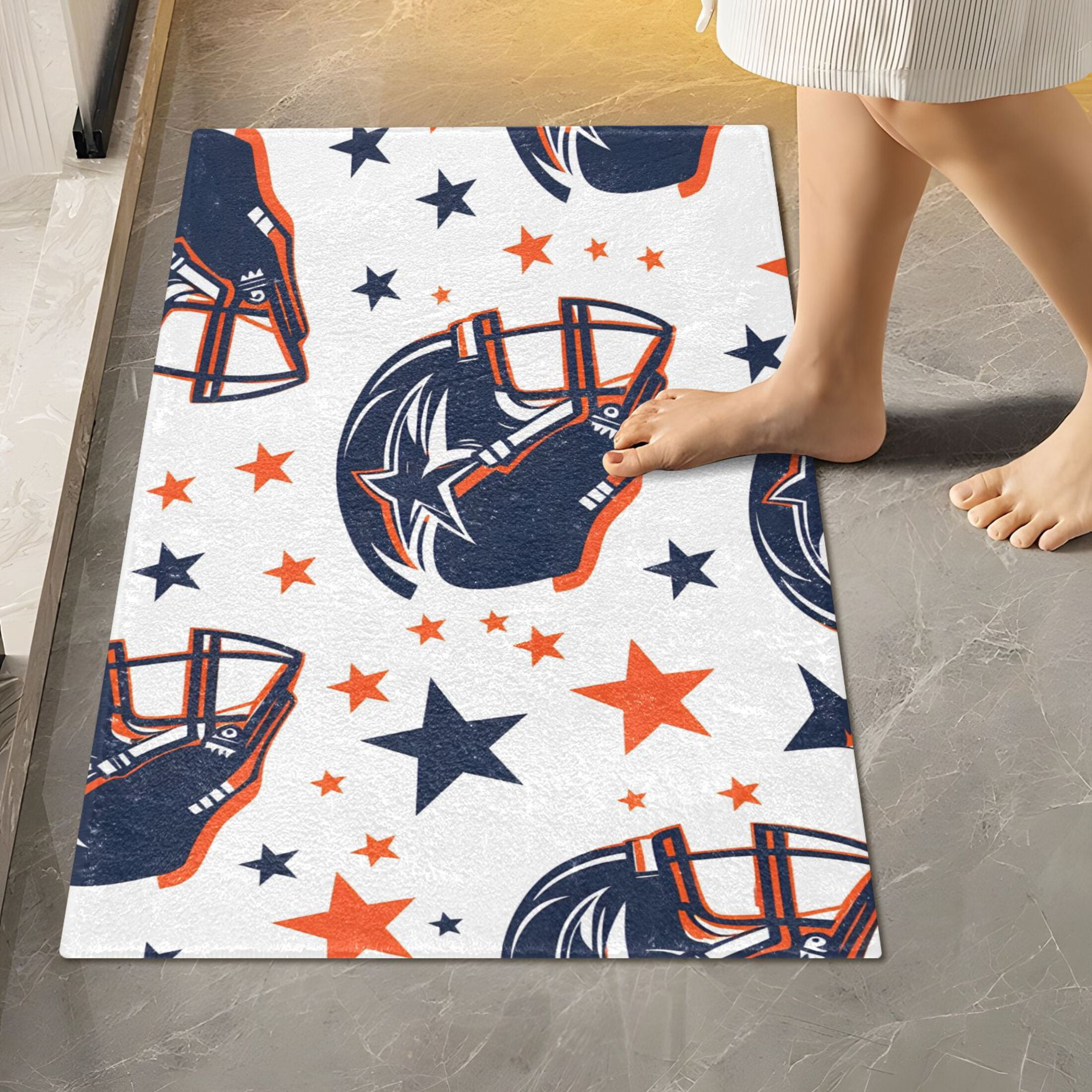 BZSMCE Rugby Pattern (10) Pattern 2-Piece Non-Slip Absorbent Bathroom ...