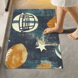 BZSMCE Rugby Pattern Pattern 2-Piece Non-Slip Absorbent Bathroom Rug ...