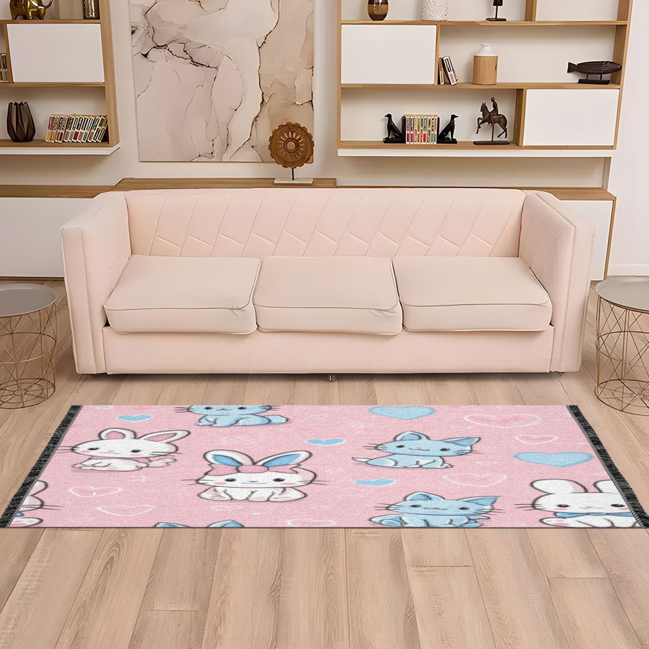 BZSMCE Runner Rug Classical Design Bunny - Cat Heartfelt Play Modern ...
