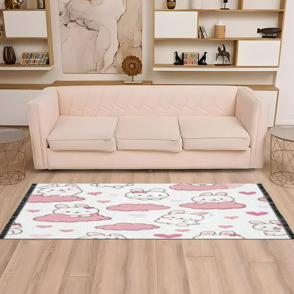 BZSMCE Runner Rug Classical Design Bunny Cloud Heart Paradise Modern ...