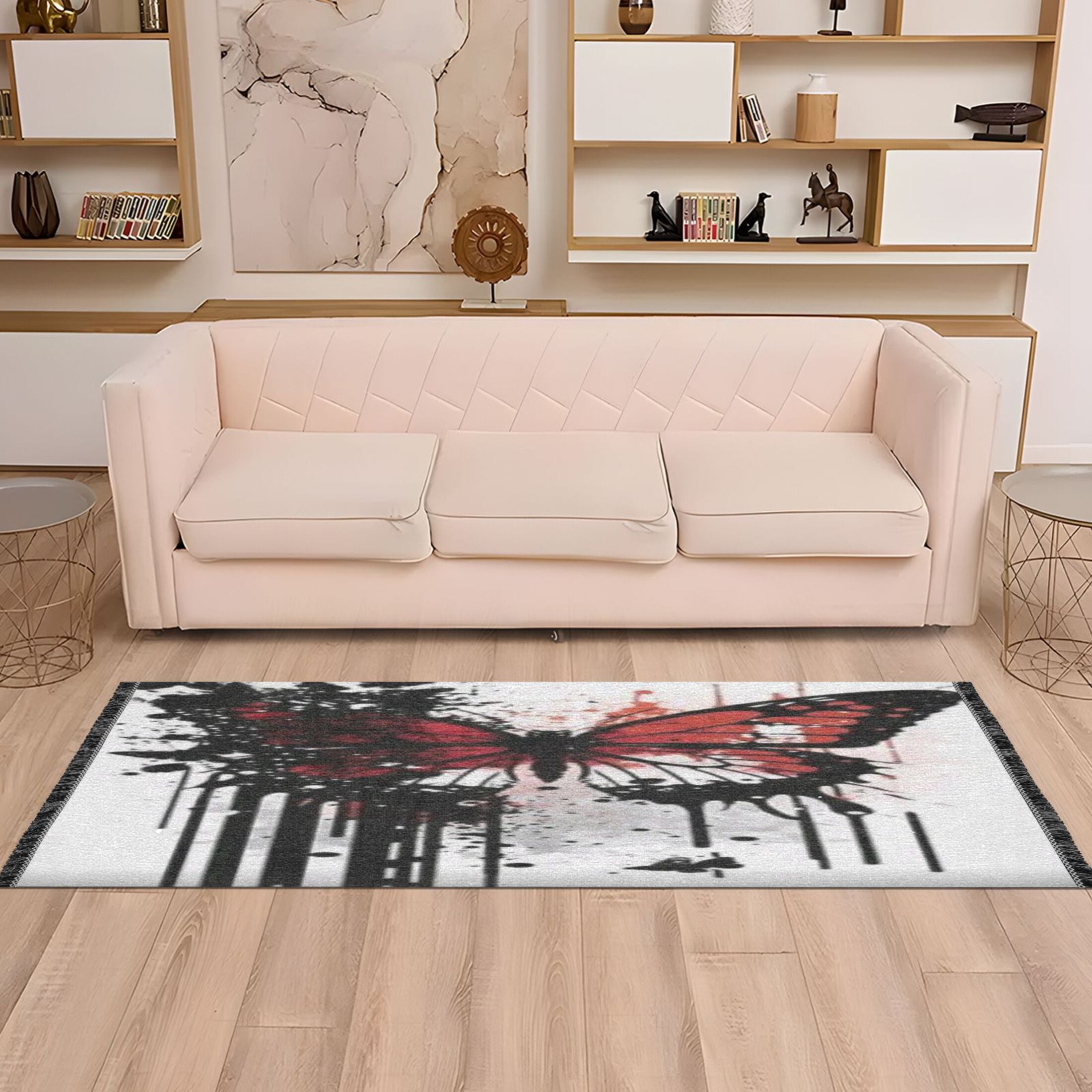 BZSMCE Runner Rug Classical Design Butterfly's Fiery Dance Modern ...