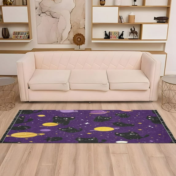 BZSMCE Runner Rug Classical Design Cosmic Cat Planet Odyssey Modern ...