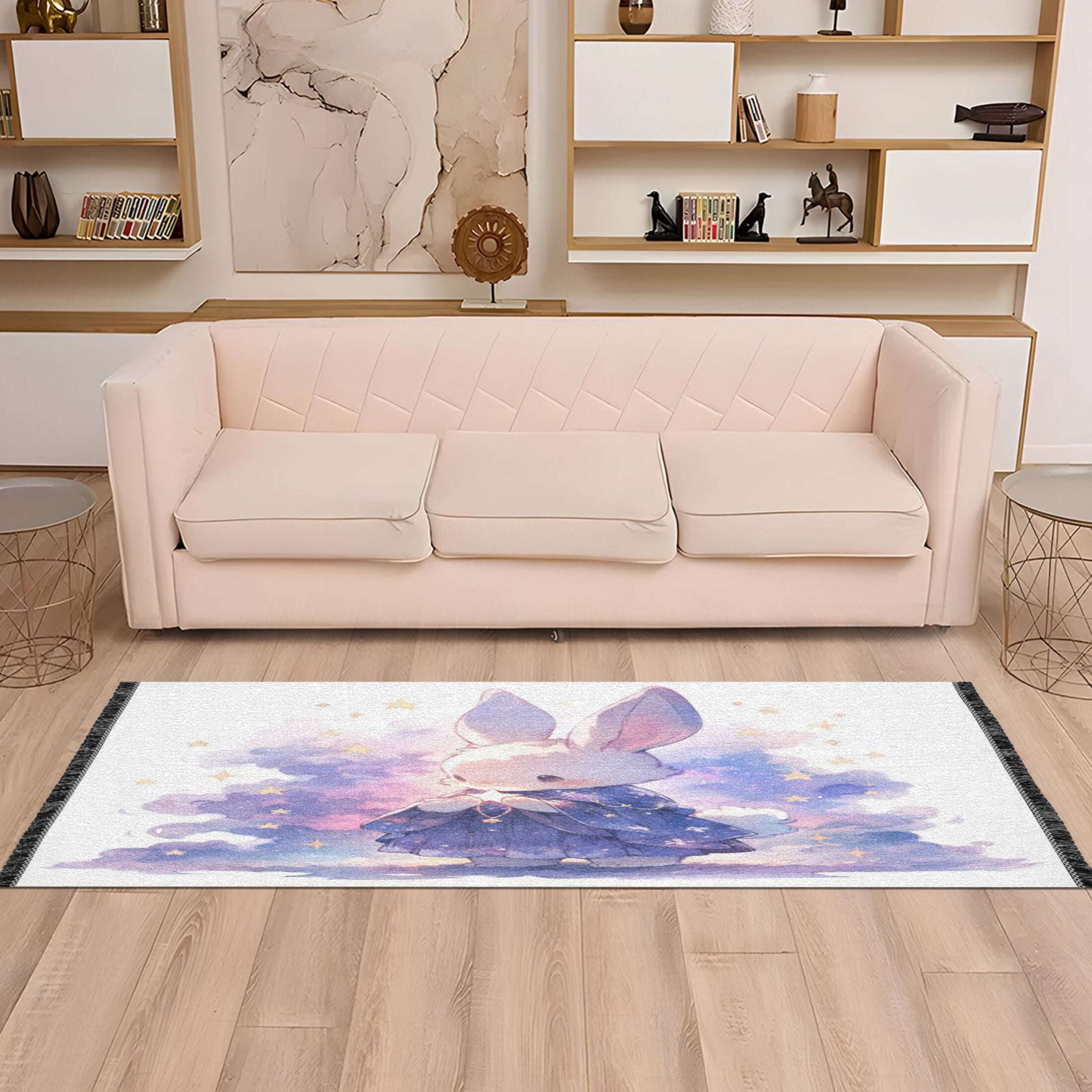 BZSMCE Runner Rug Classical Design Enchanted Bunny in Violet Haze ...
