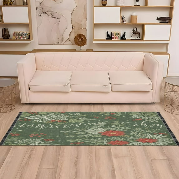 BZSMCE Runner Rug Classical Design Forest Floral Script Modern Pattern ...