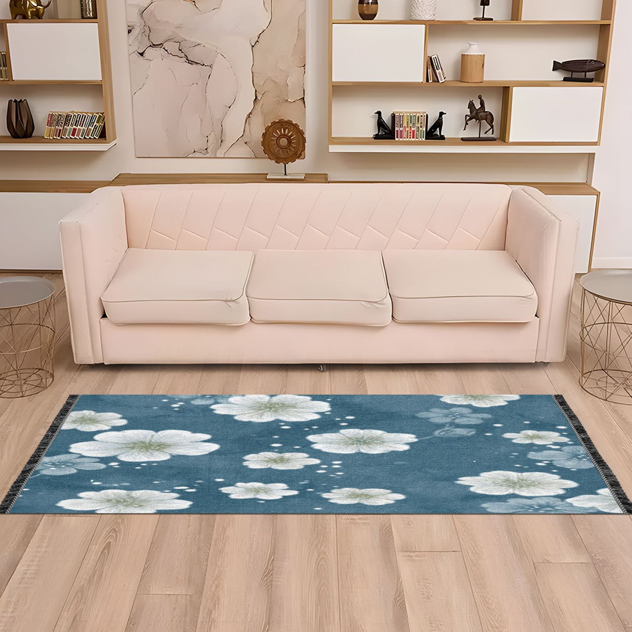 BZSMCE Runner Rug Classical Design Imgi_35_ffyy4_white_flowers_on_a ...