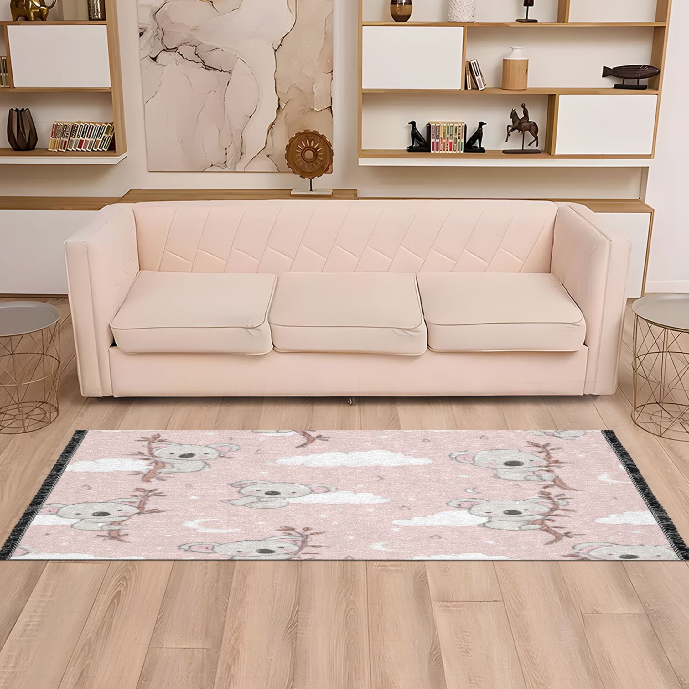 BZSMCE Runner Rug Classical Design Koalas and Clouds Pink Modern ...