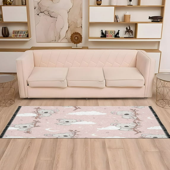 BZSMCE Runner Rug Classical Design Koalas and Clouds Pink Modern ...