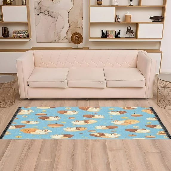 BZSMCE Runner Rug Classical Design Light Blue Squirrel Modern Pattern ...