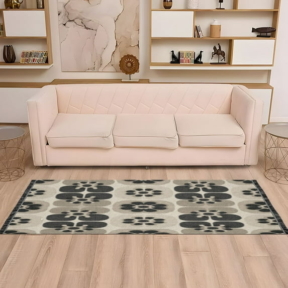 BZSMCE Runner Rug Classical Design Mid - Century Floral Grid Art Modern ...