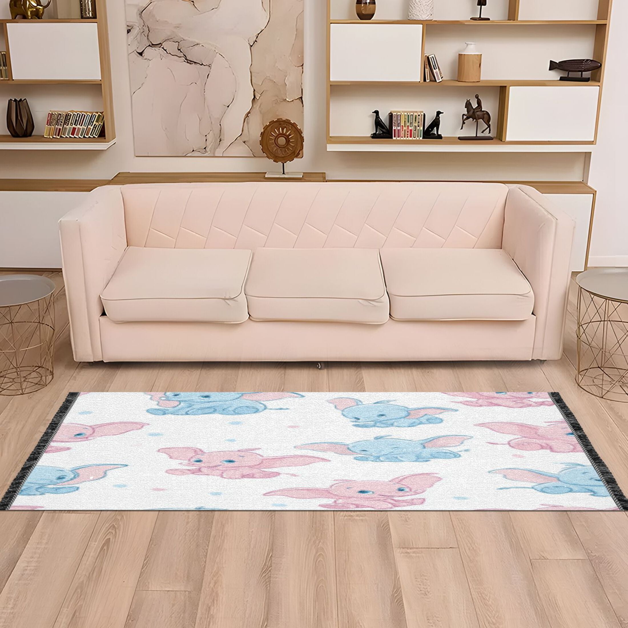 BZSMCE Runner Rug Classical Design Pastel Dumbo Parade Modern Pattern ...