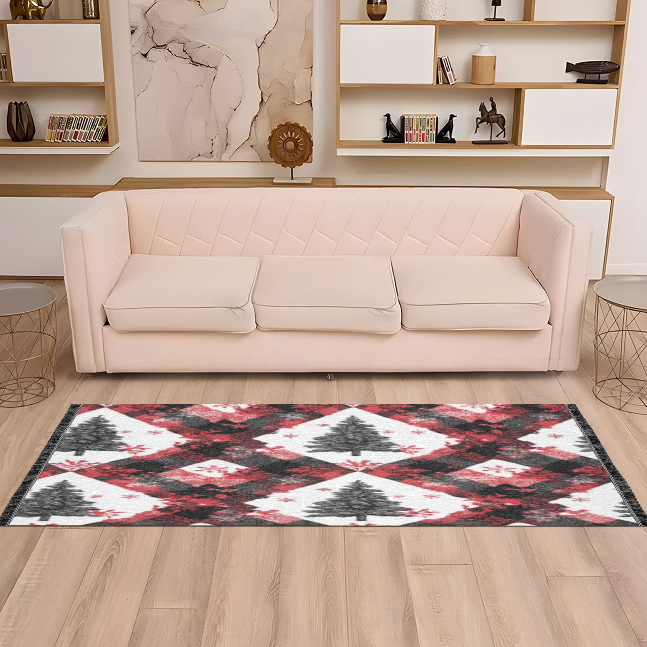 BZSMCE Runner Rug Classical Design Pine Geometric Tangle Modern Pattern ...