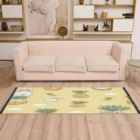 BZSMCE Runner Rug Classical Design Pineapple Bunny Cloudy Modern ...