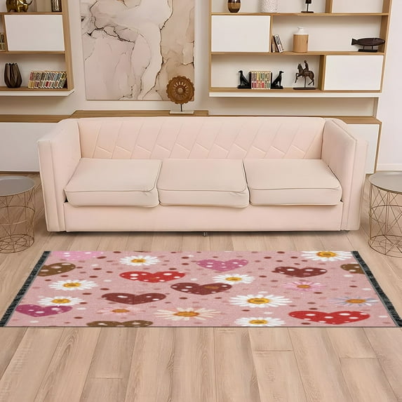BZSMCE Runner Rug Classical Design Pink Heart - Daisy Fusion Modern ...