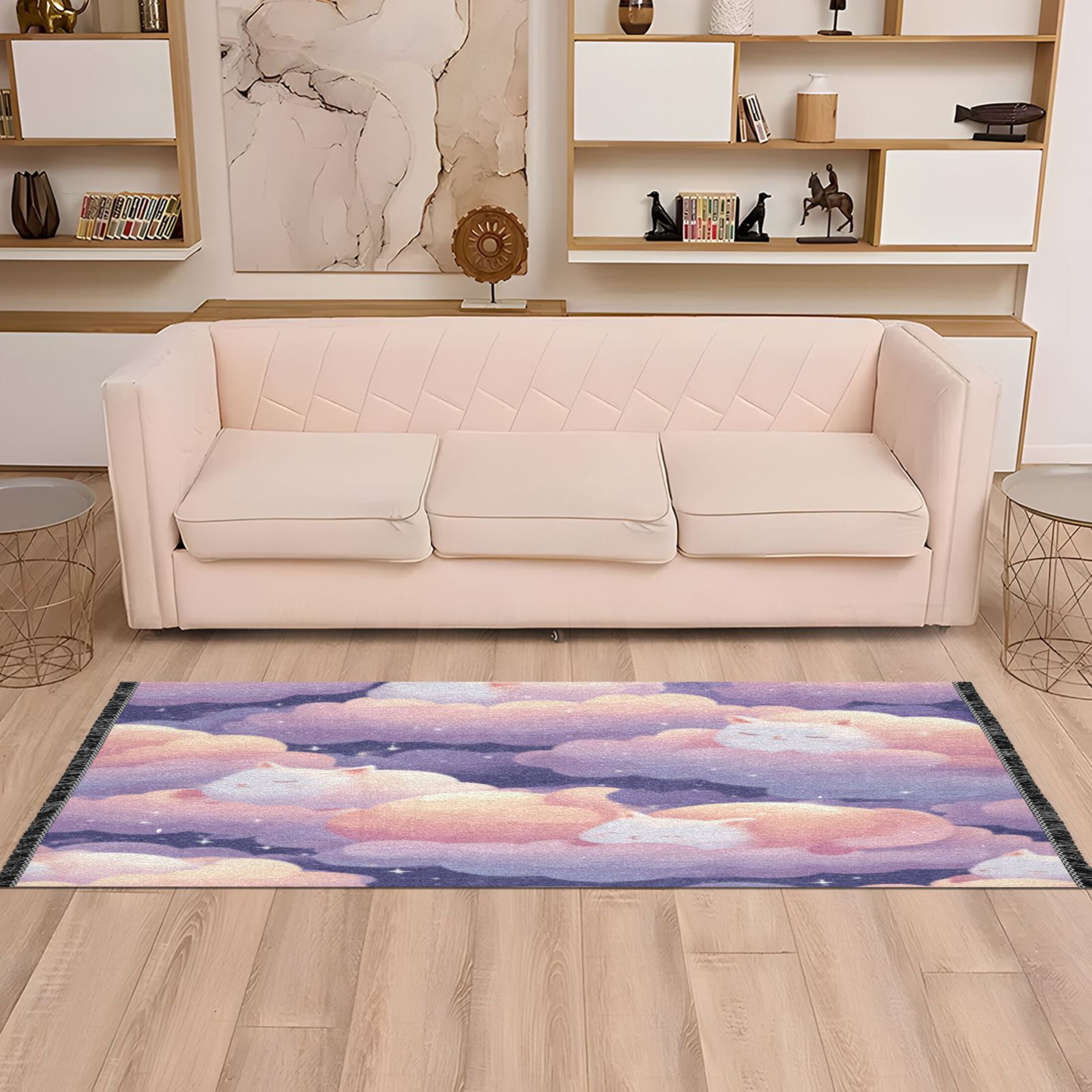 BZSMCE Runner Rug Classical Design Purple Cloud Cat Cuddle Modern ...