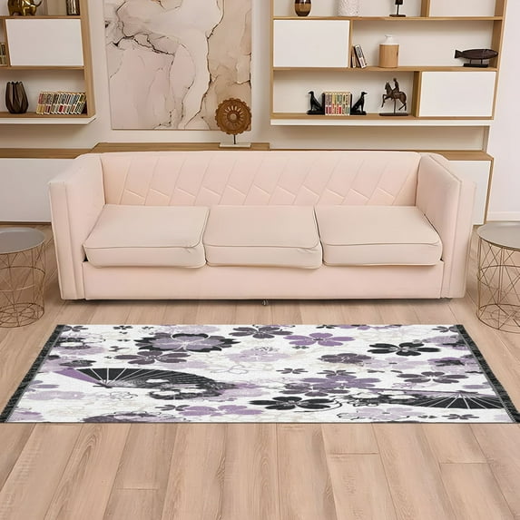 BZSMCE Runner Rug Classical Design Purple Floral Fan Mosaic Modern ...