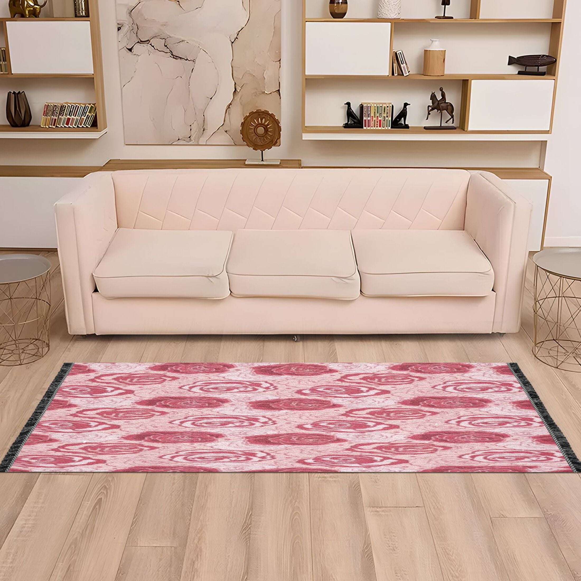 BZSMCE Runner Rug Classical Design Red Rose Repeat Modern Pattern ...