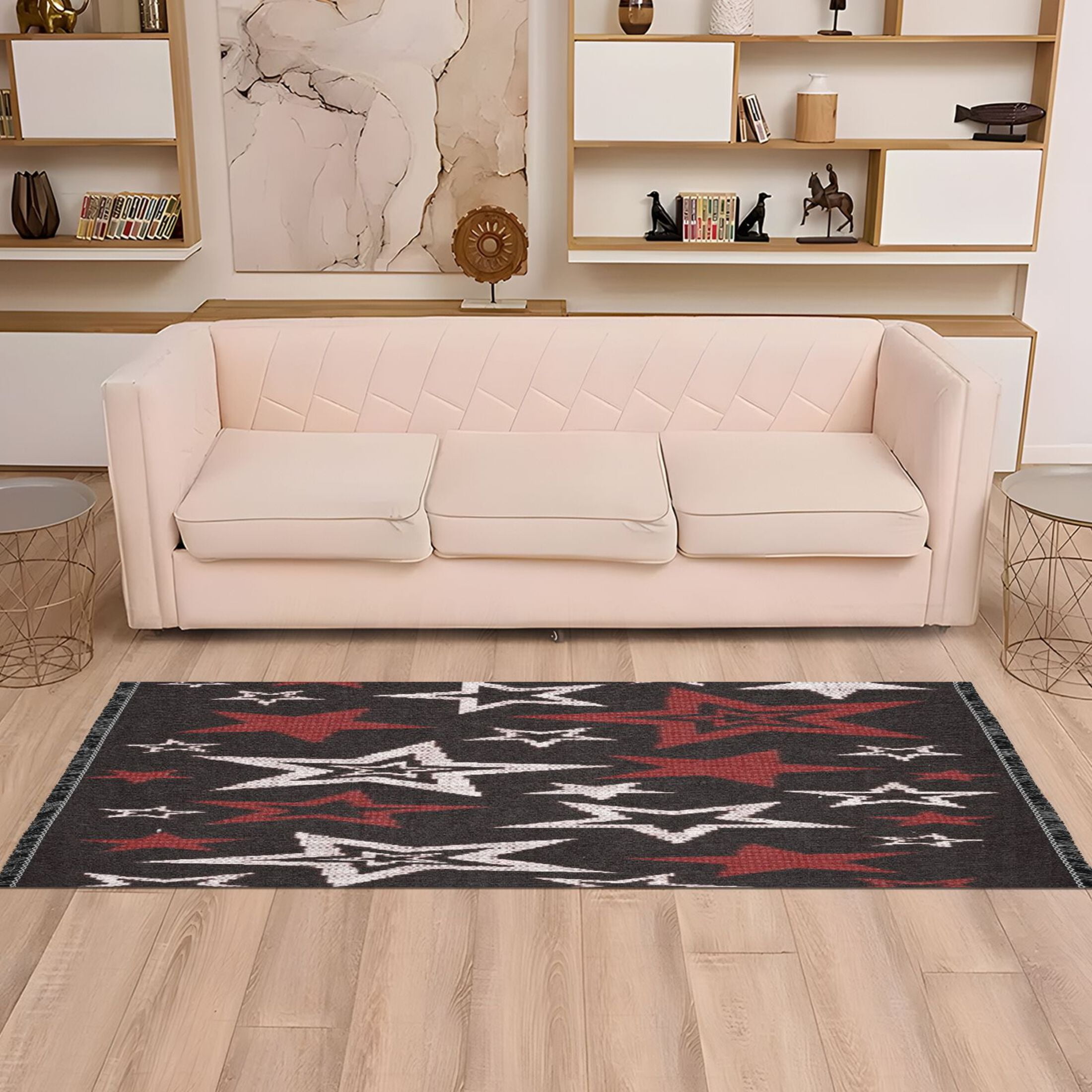 BZSMCE Runner Rug Classical Design Scarlet Starry Mosaic Modern Pattern ...