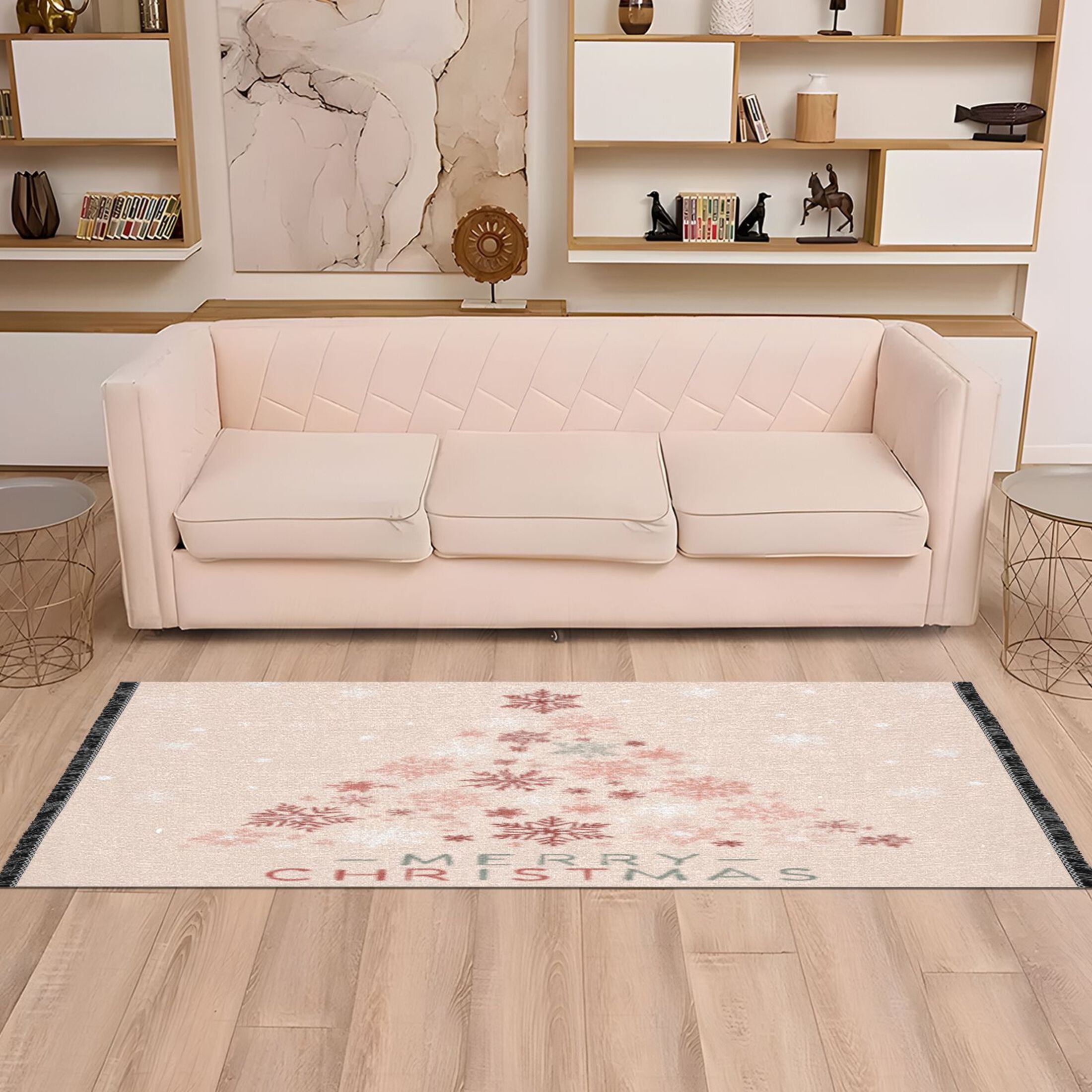 BZSMCE Runner Rug Classical Design Soft Snowfall Christmas Tree Modern ...