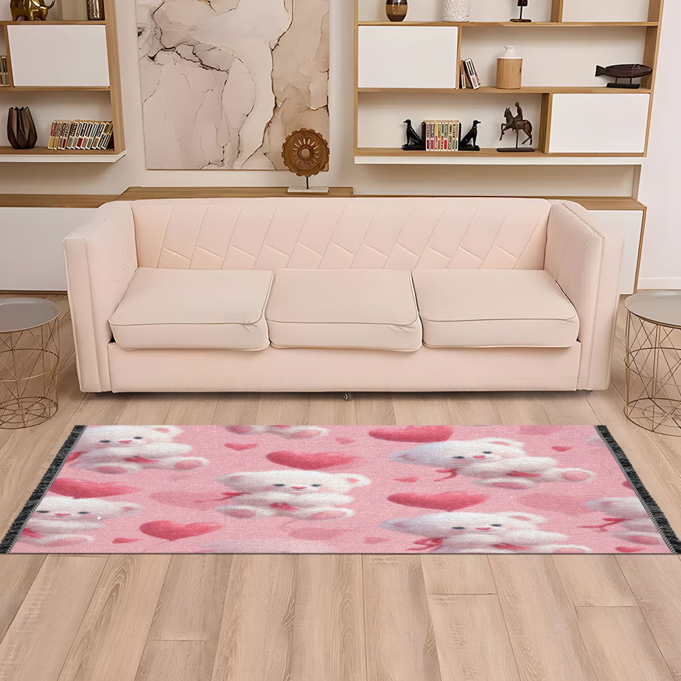 BZSMCE Runner Rug Classical Design Teddy Bear Love Blush Modern Pattern ...