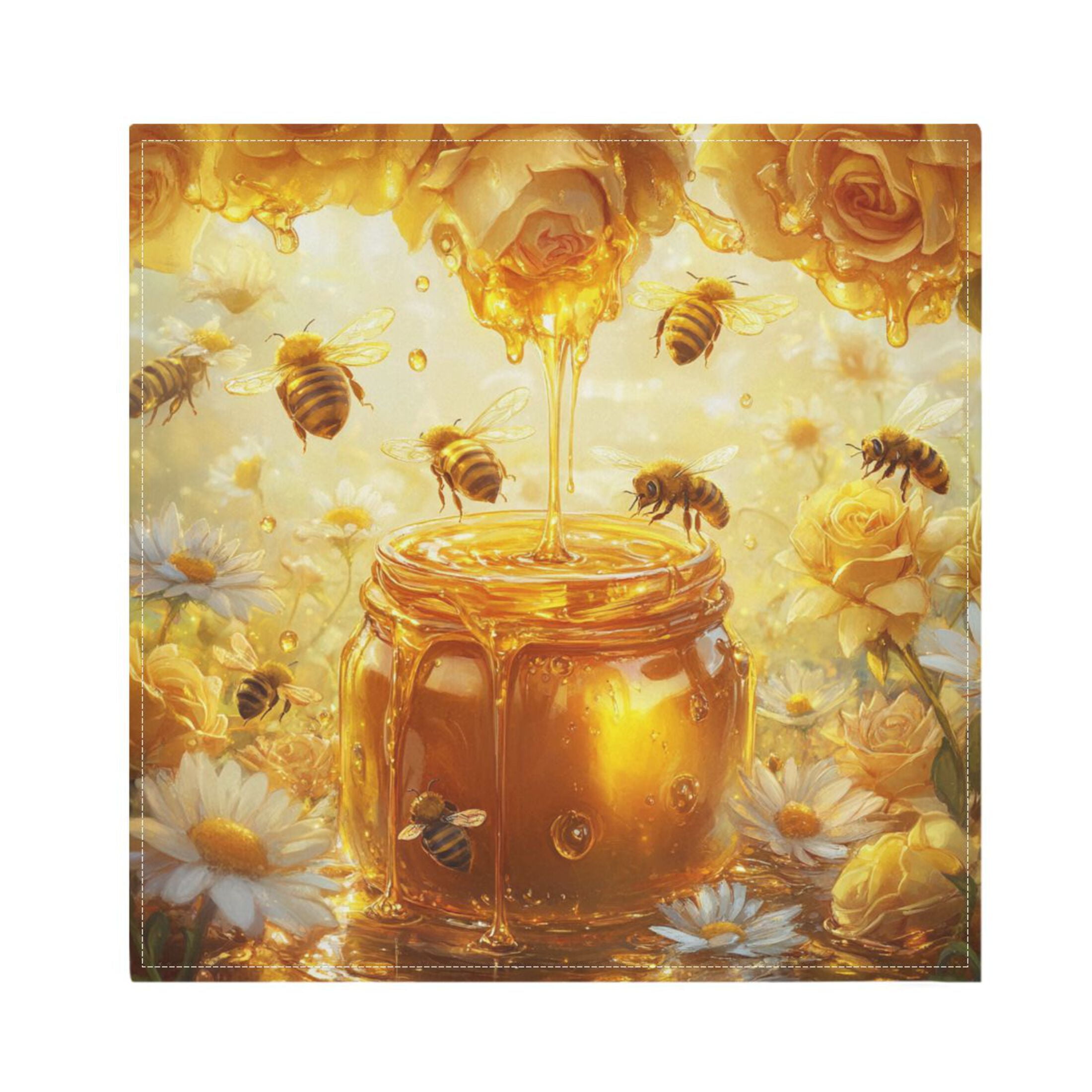 BZSMCE Satin Native Fab Cotton Dinner Napkin Cute Bee Take Honey ...