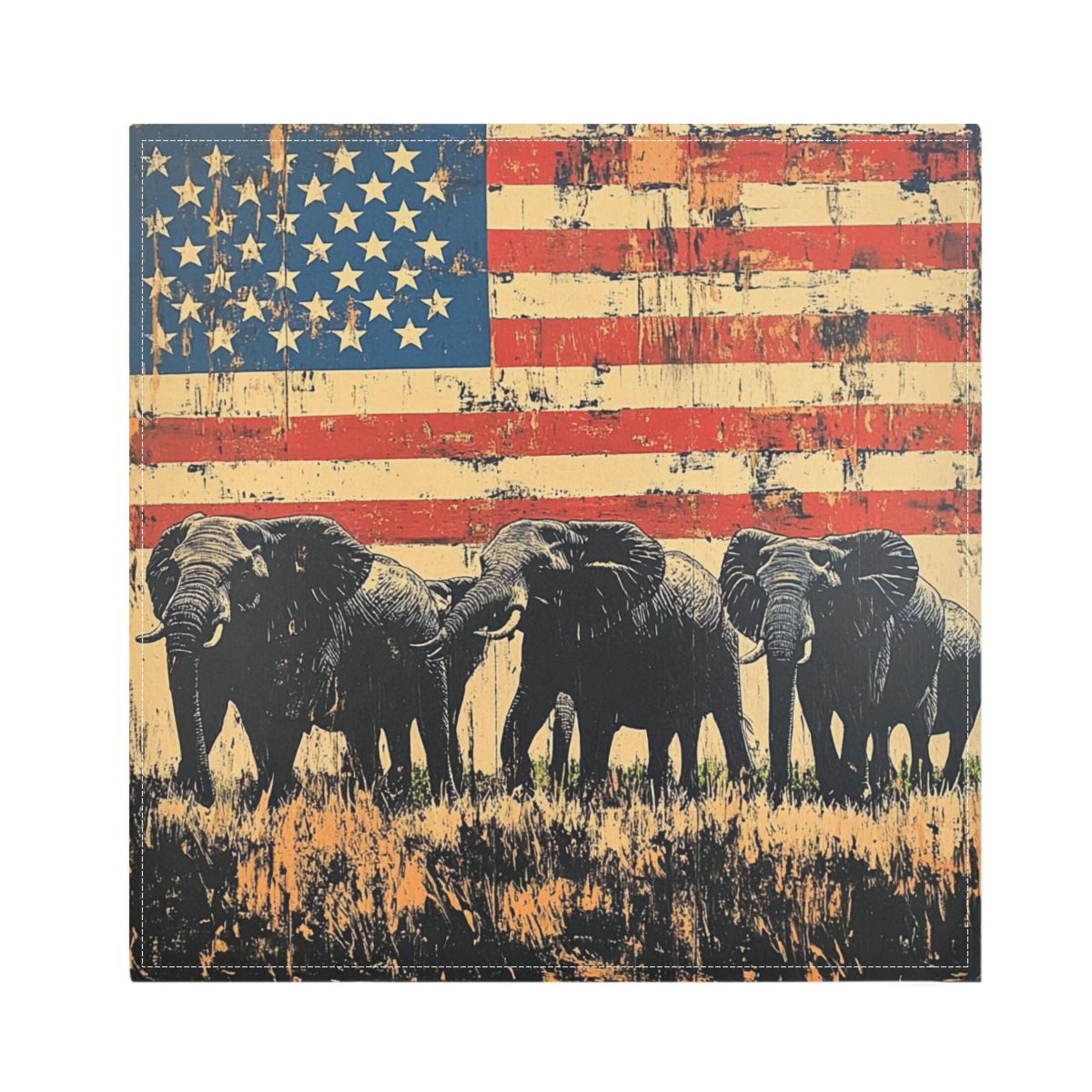 BZSMCE Satin Native Fab Cotton Dinner Napkin Elephants on Pasatiem ...