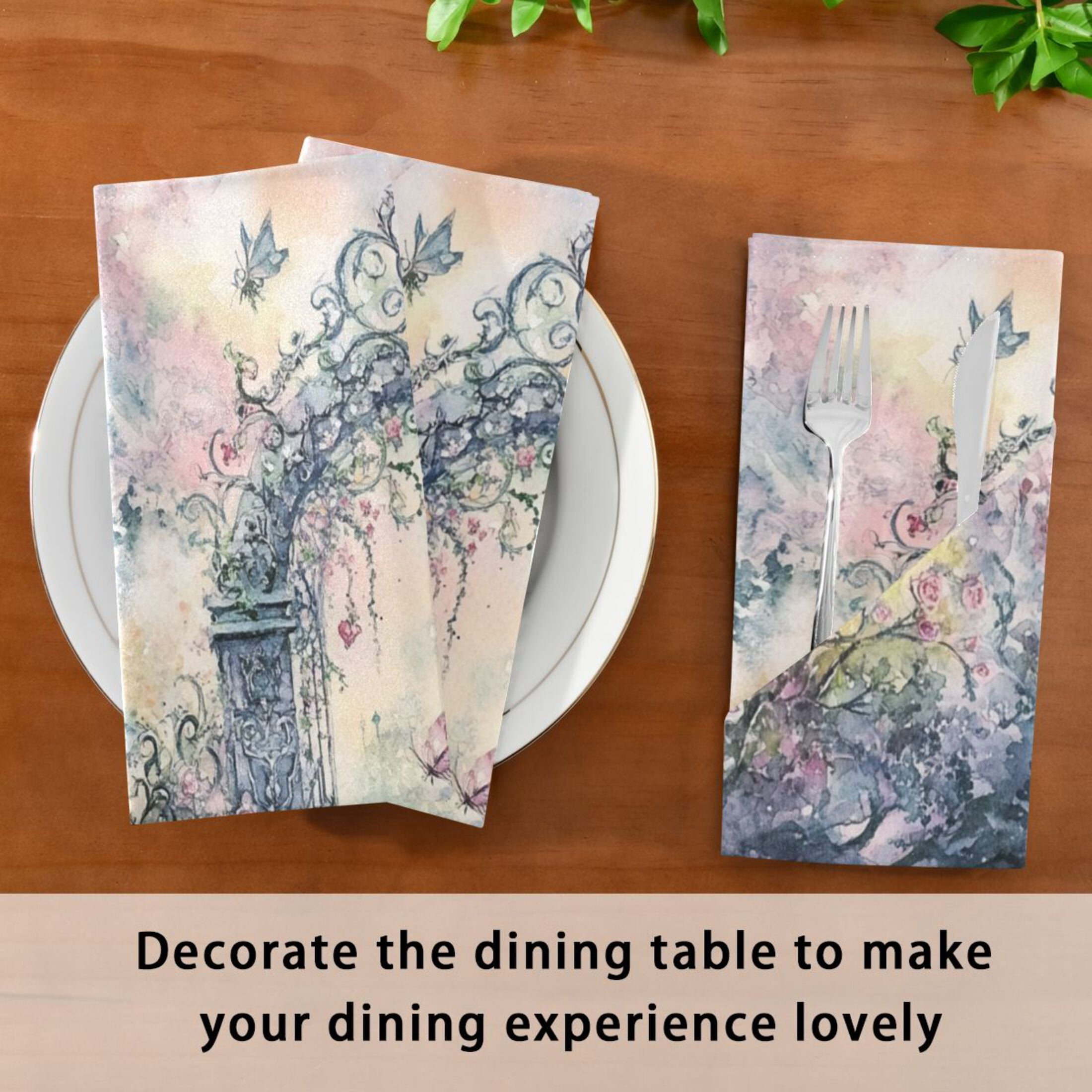BZSMCE Satin Native Fab Cotton Dinner Napkin Enchanted Garden with ...